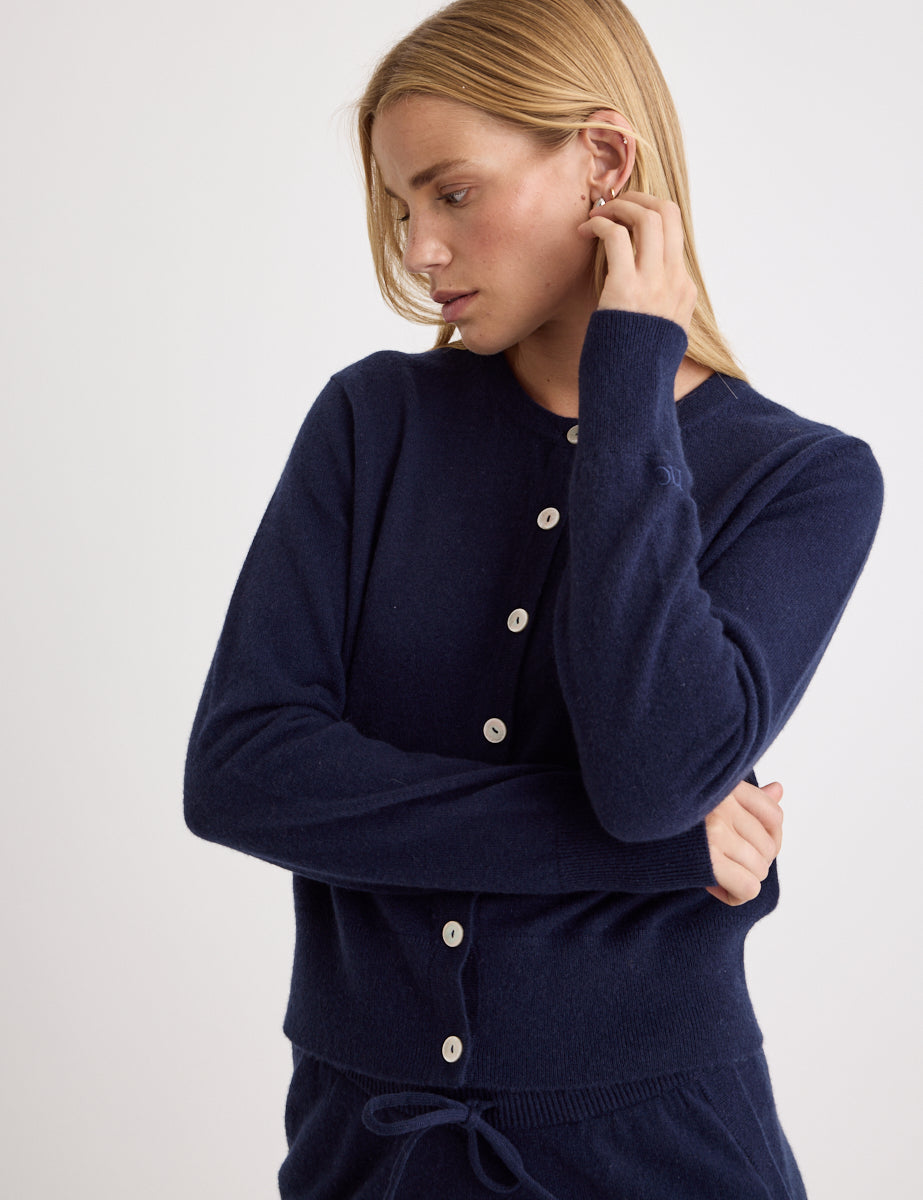 Navy Cashmere Cardigan